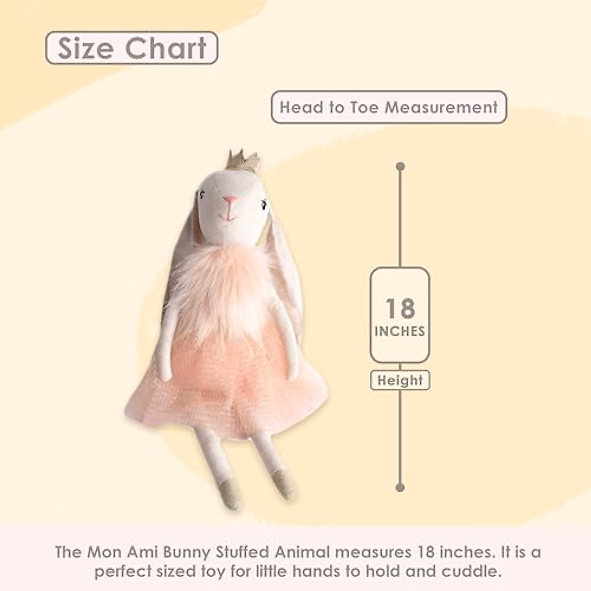 MON AMI Princess Bunny Stuffed Doll - 18", Soft & Cuddly Plush Animal Doll for Kids of All Ages, Use as Toy or Room Décor