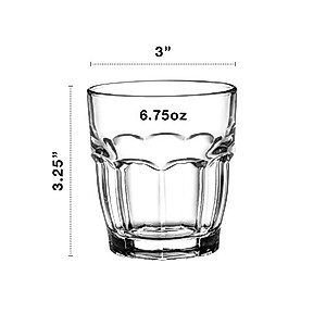 Bormioli Rocco Rock Bar Stackable Juice Glasses – Set Of 6 Dishwasher Safe Drinking Glasses For Soda, Milk, Coke, Beer, Spirits – 6.75oz Durable Tempered Glass Water Tumblers For Daily Use
