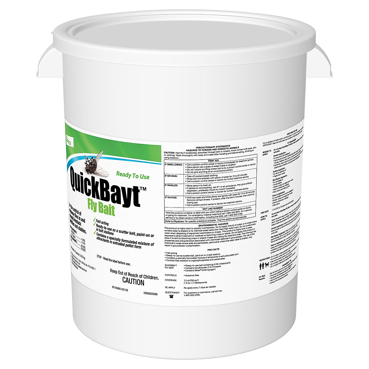 Elanco Animal Health QuickBayt Fly Bait | Premise for Livestock Facilities | Controls Flies | 5 lb Pail