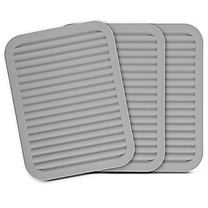 Kalsreui Trivets for Hot Dishes, Versatile Silicone Trivet Hot Pad for Kitchen, Dish Mat and Pot Holder for Counter, Gray Nonslip Heat Resistant Mat for Tabletop, Trivets for Hot Pots and Pans Pack 3