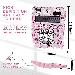 G-Ahora Cute Kitty Cat Solar Calculator 12 Digits Display Basic Calculator Button Battery Solar Panel Dual Power Supply Clear Display Screen（Purple）