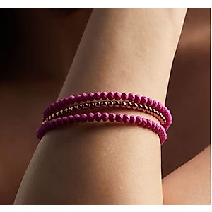 Alex and Ani Accents Beaded Expandable Bangle for Women, Matte Brilliance, Fuchsia Beads, Rafaelian Antique Rose Finish, 2 to 3.5 in