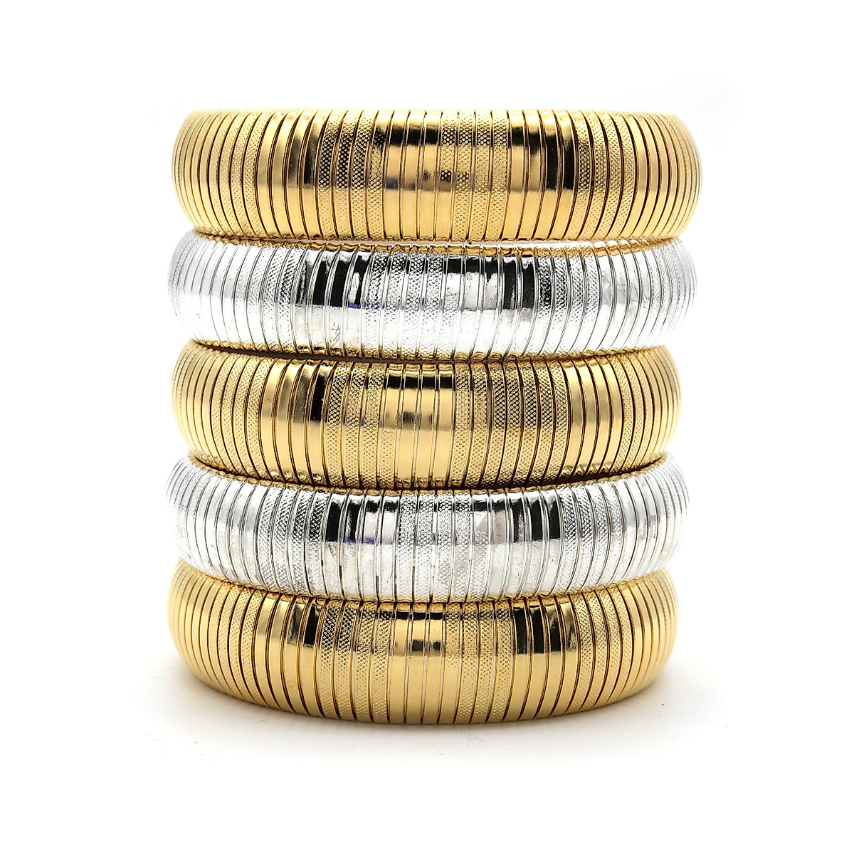 Marshal Metal Fashion Bracelet Omega 18k Gold Plated Brass Stretch Cobra Bracelet (14mm))