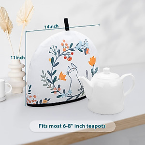 Adhafera Tea Cozy, Tea Cozy for Teapot with The Cat and Penguin Pattern, Gifts with 100% Cotton Polyester Wadding Cover, for Kitchen and Dining