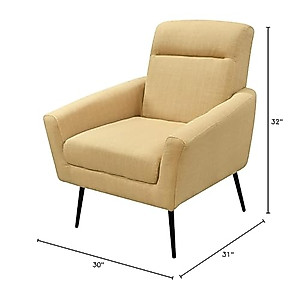 Tiokop Mid Century Modern Upholstered Fabric Accent, Living Room, Bedroom Leisure Single Sofa (Metal Legs), TV armrest seat, Suitable for Small Space Home, Office, Coffee Chair,Yellow