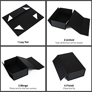 Gift Box Black with Magnetic Closure Lid 10" X 6" X 3" Gift Box for Presents,Luxury for Gift Packaging, Bridesmaid Gifts Box, Magnetic Gift Box for Gifts, Cute Box,Birthday Gift Box,Christmas Gift Box