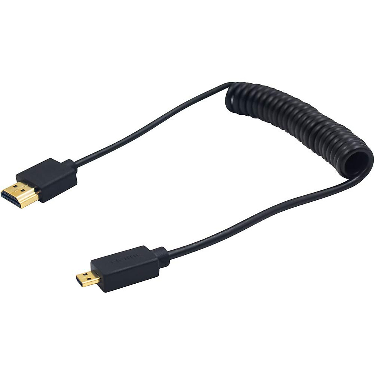 Duttek Micro HDMI to HDMI Coiled Cable, HDMI to Micro HDMI Coiled Cable, Extreme Slim/Thin Micro HDMI Male to HDMI Male Coiled Cable 4K, 3D for Camera, Raspberry Pi 5 4, GoPro Hero 7/6 3.3FT/1M