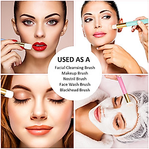 Patelai 60 Pieces Lash Shampoo Brushes with Container, Eyelash Extension Cleansing Brush Nose Pore Cleaning Tool Peel off Blackhead Removing Tool Cosmetic Lash Cleanser Facial Cleansing(Pink)