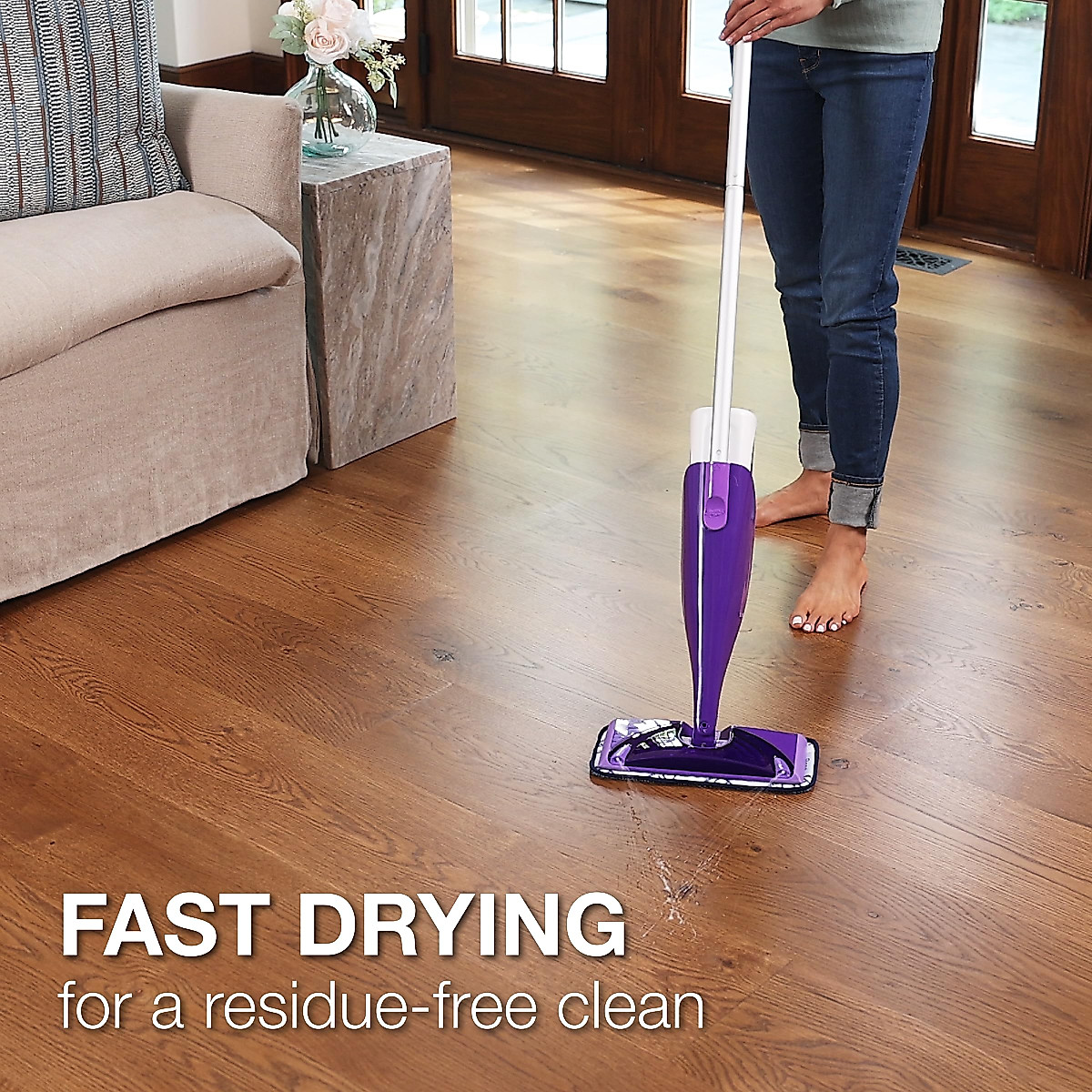 Bona Hardwood Floor Cleaner Bottle for use with Swiffer WETJET Spray Mop, makes 64 Fl Oz - Includes Filled Bottle + Concentrate Refill for Wood Floor Cleaning