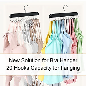 Resovo Bra Hanger for Closet, Tank Top Hanger 20 Hooks Capacity Foldable Wood Space Saving Hanger Closet Organizers and Storage for Dorm & Apartment for Tank Top, Bra, Scarf etc.