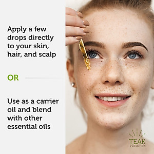 Teak Naturals Cold Pressed Organic Jojoba Oil Natural Unrefined Pure Jojoba Oil Moisturizer for Skin Hair and Nails - 4 Ounces