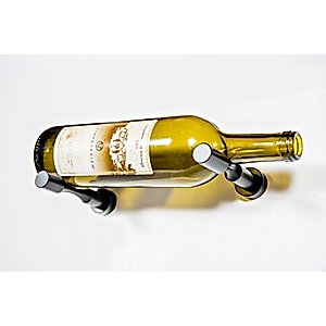 VintageView Vino Pins – Metal Wall Mounted Wine Bottle Rack for Drywall or Wood Surfaces - Stylish Modern Wine Storage with Label Forward Design (Matte Black, 1 Bottle)