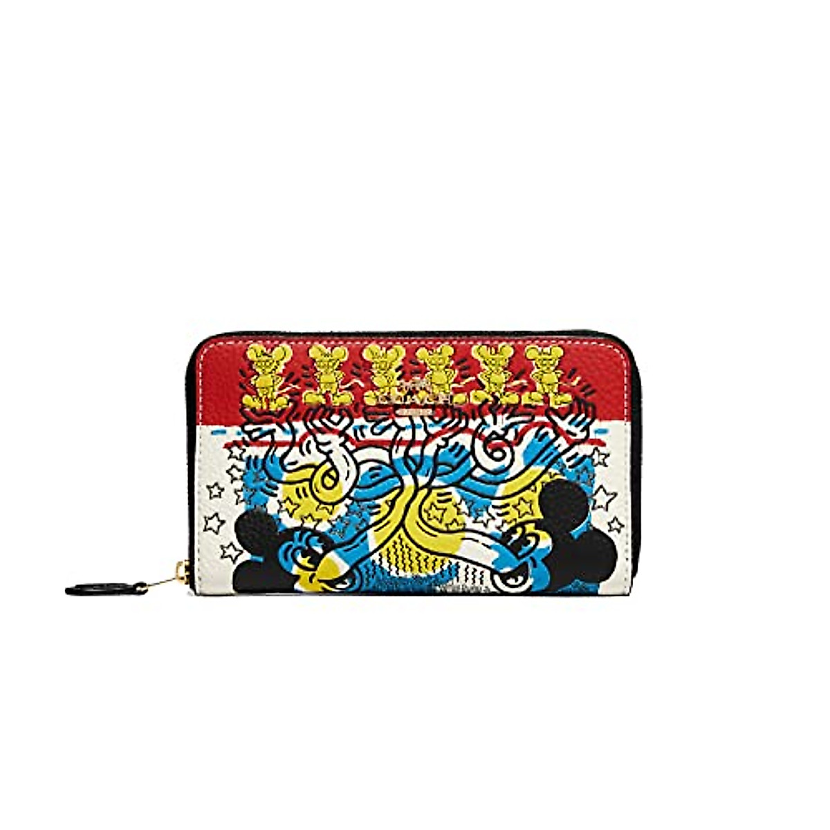 COACH Disney Mickey Mouse x Keith Haring Medium ID Leather Zip Wallet - #5217