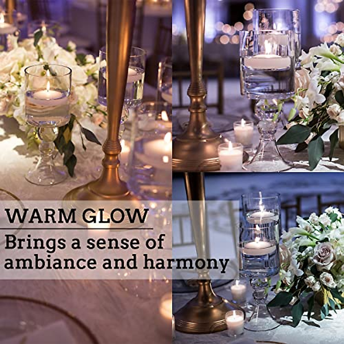 CIPHANDS 36 Pack Floating Candles, 3'' White Unscented Dripless Wax Burning Candles, for Cylinder Vases, Weddings, Party and Holiday