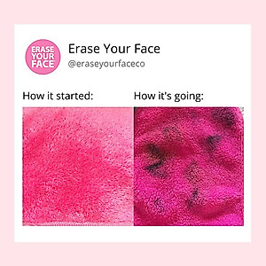 ERASE YOUR FACE Makeup Remover Cloths - Reusable Microfiber Face Towels to Cleanse & Remove Makeup - Water Activated, Dual-Sided Design for Easy Use (4 Count)