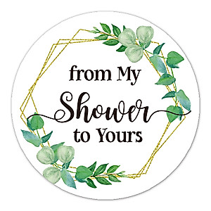 50 PCS from My Shower to Yours Favor Stickers - Thank You Stickers for Baby and Bridal Wedding Shower Round Circle Party Favor Stickers.