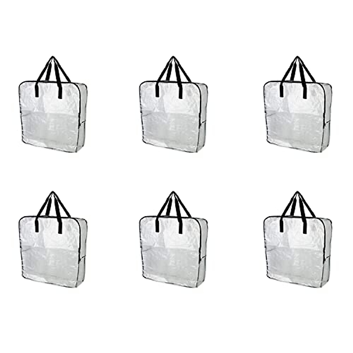 Pack of 6 Extra Large Clear Storage Bag for Clothing,Recycling Bags, Moisture Protection Bags,Bedroom Closet,Heavy-Duty Storage Tote with Zippers
