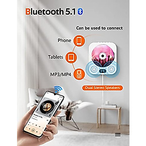 CozySound Portable CD Player Bluetooth for Home, Wall Mountable Desktop Kpop Music Players, Convert CDs to MP3, with Stereo Speakers, Remote, FM Radio, AUX Jack, Support U Disk/TF
