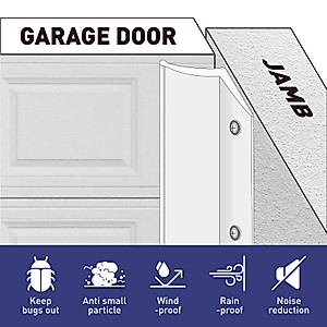 FOSLUOC Garage Door Seal Top and Sides Seal Strip White 34 FT Adhesive Backed Rubber Weather Stripping Replacement Weatherproofing Universal Sealing