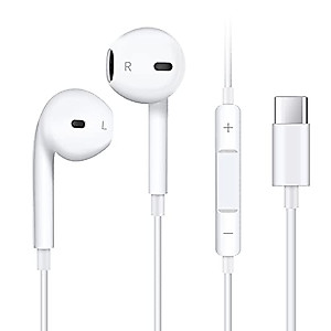 XNMOA Type C Wired Earbuds Headphones with Microphone,USB C Earphones with Volume Control&Support Call,Compatible with Samsung Galaxy S23 Ultra, S23+, iPad Pro MacBook,Most USB C Devices,White