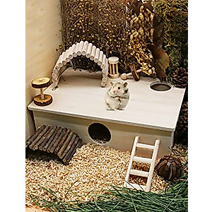 Rubor Multi-Chamber Hamster House Maze, Hamster Hideout Small Pets Woodland House Habitats Decor, Hamster Tunnels Activity Hamster Burrow for Hamster Mice Gerbils Lemming