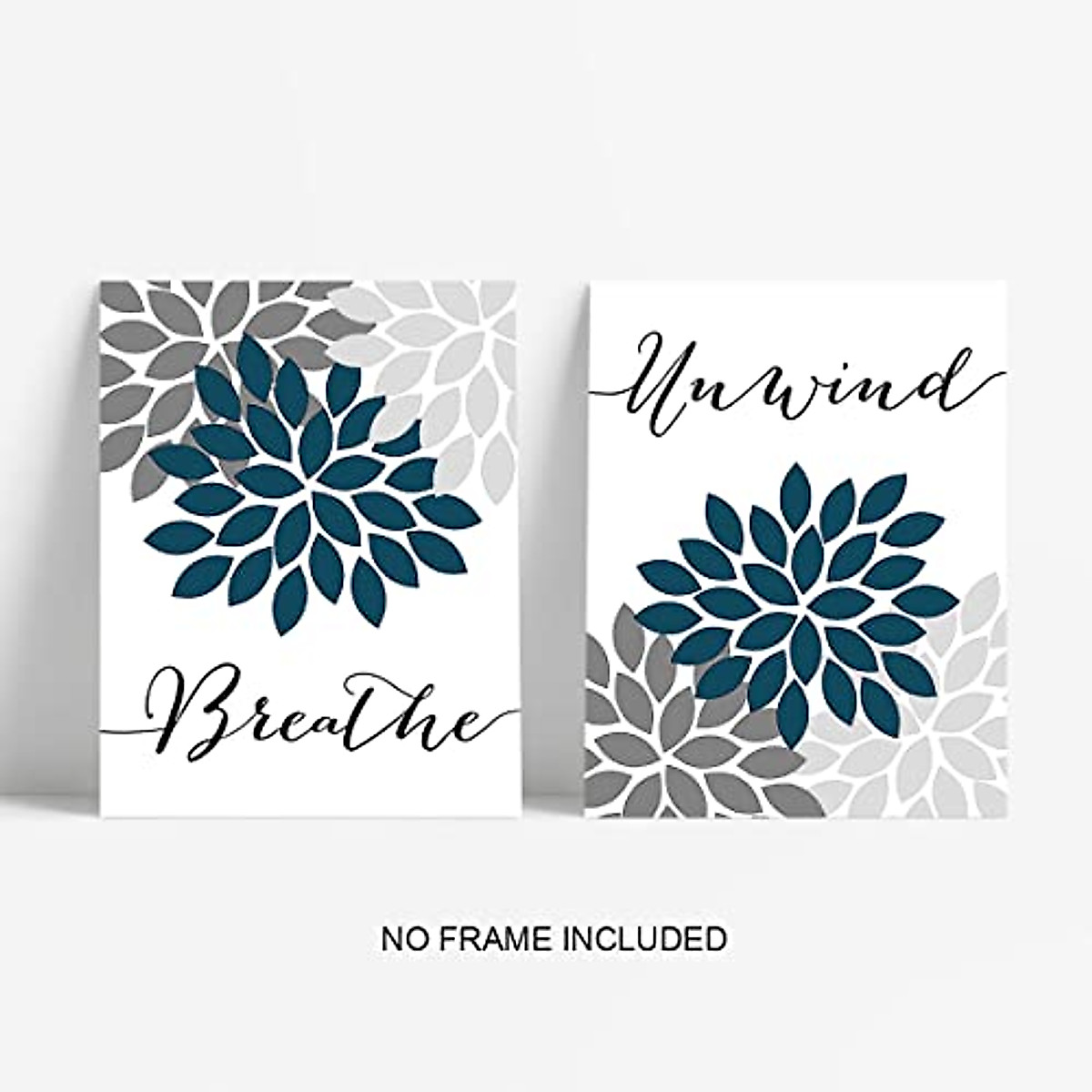 Relax Soak Unwind Breathe Bathroom Wall Decor, Bathroom Wall Art, Bathroom Pictures Wall Decor, Bathroom Decor Wall Art, Teal Blue Bathroom Decor, Bathroom Decor (Set of 4, 8X10in, Unframed)