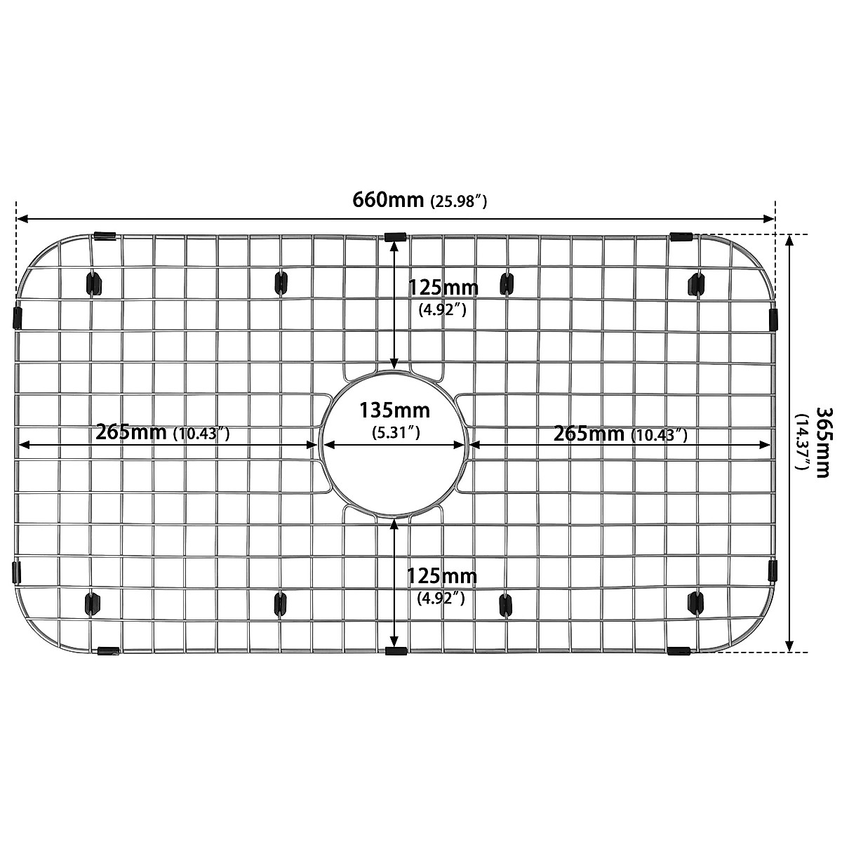 Zeesink Kitchen Sink Grid,Sink Grid andSink Protectors for Kitchen Sink,Size 26" X 14 3/8" Sink Bottom Grid,Sink Grate Center Drain