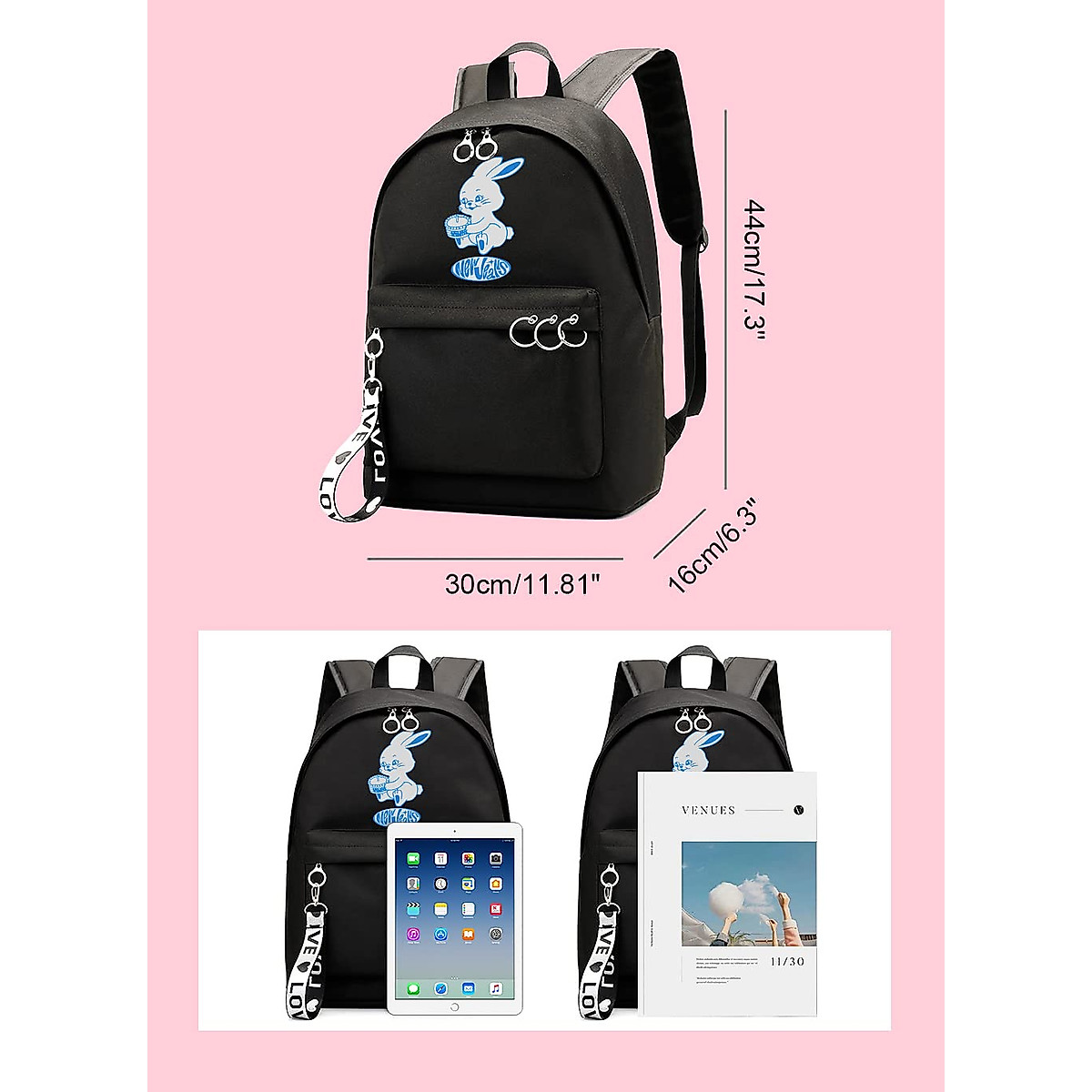 KAEFRA Casual Kpop New Black jeans Pink HAERIN HYEIN MINJI Merchandise HANNI DANIELLE Merch Backpack Bags (KH002)