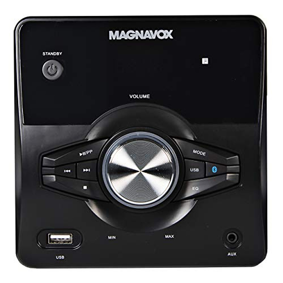 Magnavox MM442 3-Piece Top Loading CD Shelf System with Digital PLL FM Stereo Radio, Bluetooth Wireless Technology, and Remote Control in Black | Blue Lights | LED Display | AUX Port Compatible |