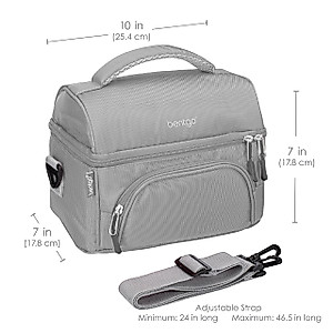 Bentgo Deluxe Lunch Bag - Durable and Insulated Lunch Tote with Zippered Outer Pocket, Internal Mesh Pocket, Padded & Adjustable Straps, & 2-Way Zippers - Fits Most Lunch Boxes (Gray)