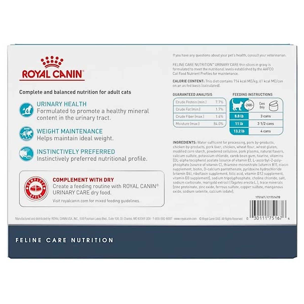 Royal Canin Feline Urinary Care Thin Slices in Gravy Wet Cat Food, 3 oz., Count of 12 Cans. (Packaging May Vary), 3 Ounce (Pack of 12)