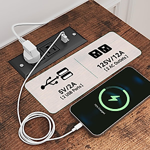 YITAHOME TV Stand with Charging Station, Dresser TV Stand for 55'' TV, 10 Drawer Dresser for Bedroom, Media TV Console Table with Side Pockets & Hooks, Storage Fabric Drawer Unit for Bedroom, Wood