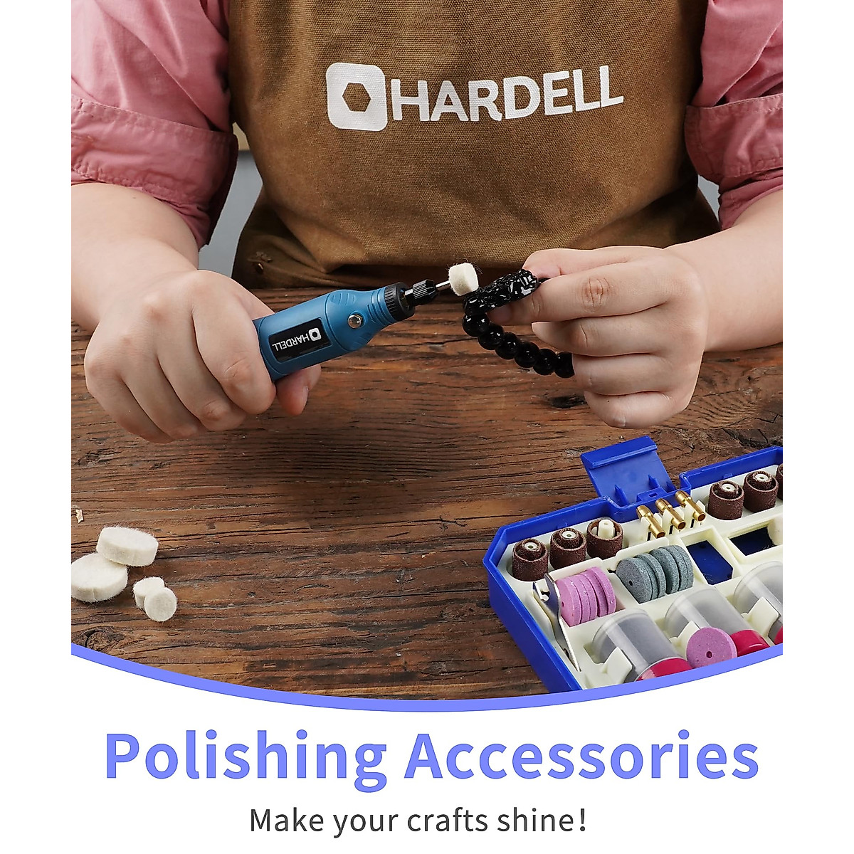 HARDELL Rotary Tool Accessories, 227pcs Power Rotary Tool Accessories Kit, 1/8"(3.2mm) Diameter Shanks, Universal Fitment for Easy Cutting, Polishing, Sanding, Carving, Grinding, Engraving