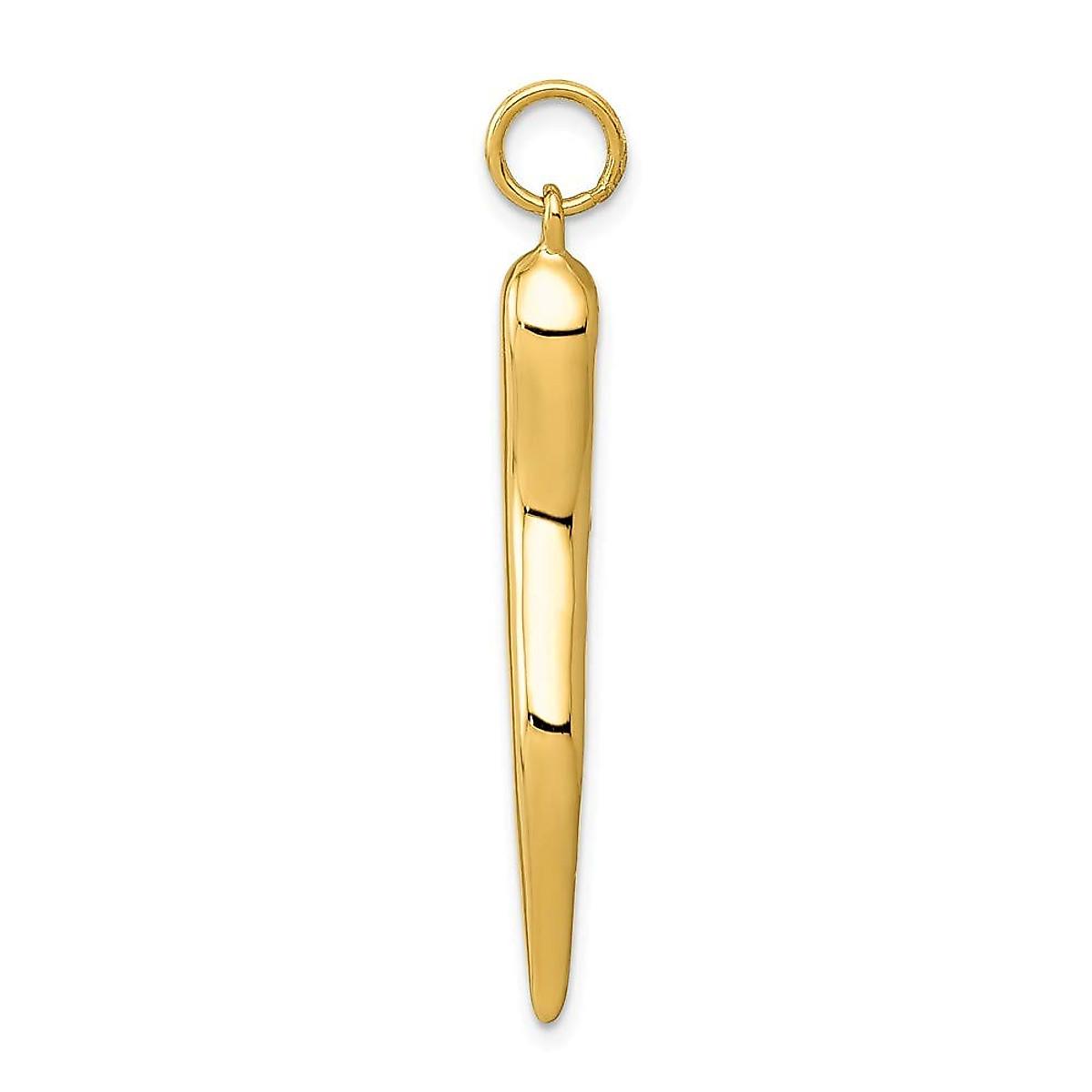 Solid 14k Yellow Gold Large Cornicello Italian Horn Protection Charm Pendant - 40mm x 5mm