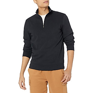 Amazon Essentials Men's Lightweight French Terry Quarter-Zip Mock Neck Sweatshirt, Black, XX-Large