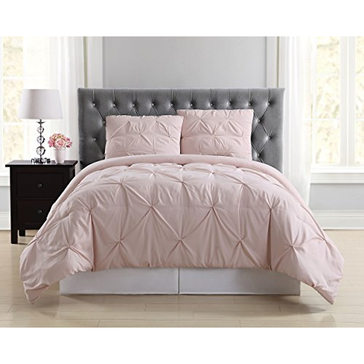 Truly Soft Everyday CS1969BSFQ-1500 Pleated Comforter Set, Blush, Full/Queen