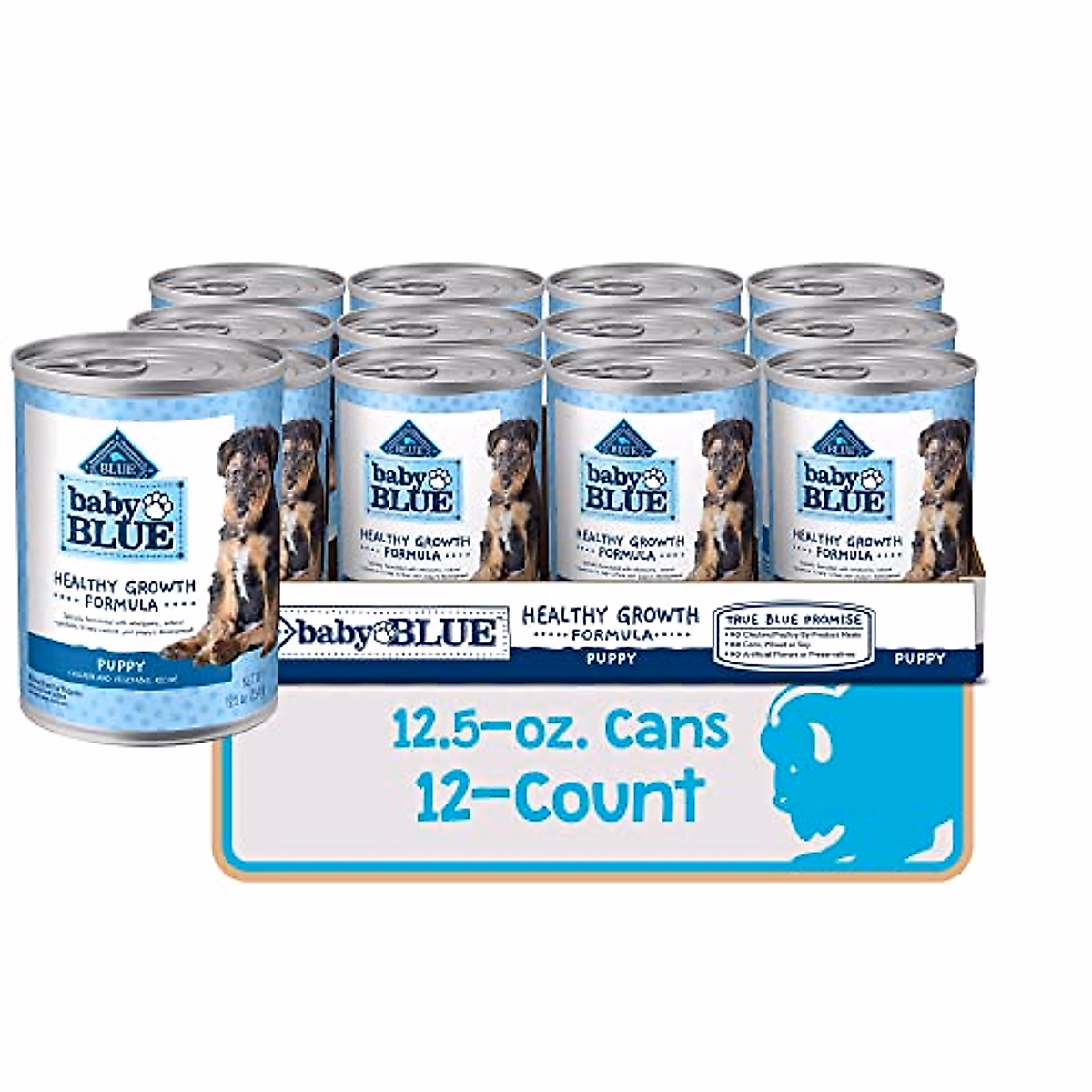 Blue Buffalo Baby BLUE Healthy Growth Formula Natural Puppy Wet Dog Food, Chicken and Vegetable Recipe 12.5-oz Cans (Pack of 12)