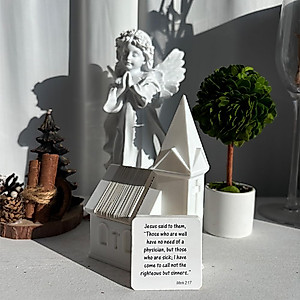 AXICIR 60 Inspirational Bible Verses Cards - Church Shaped Bible Study Supplies - God Christian Gifts For Women Men Mom Dad Teen Girls Boys - Religious Graduation Gifts (White)