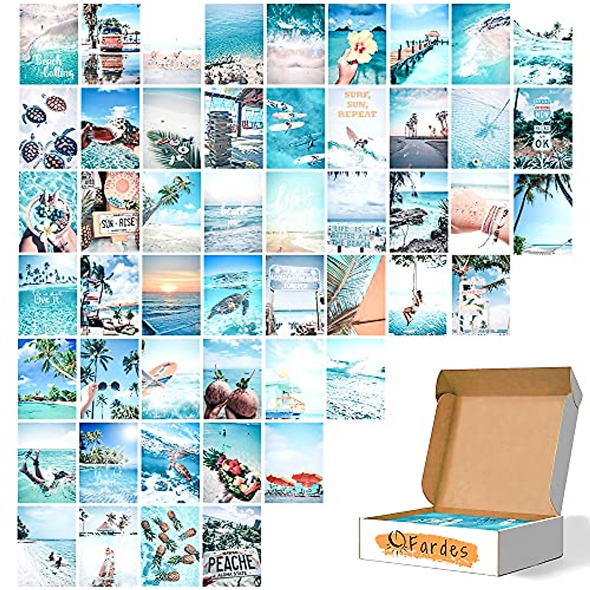 Nautical Decor Wall Collage Kit - Beach & Summer Prints for Wall Art