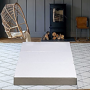 Nutan 4-Inch Tri-Folding Zippered, Gel Memory Foam Mattress, Cot Pad, Guest Bed, Portable Floor Mattress, Breathable Mesh Sides with Ultra Soft, Removable and Washable Cover, 31-Inch, White