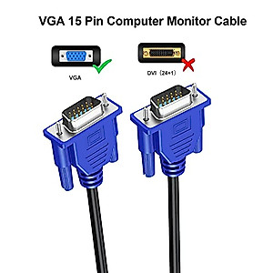 VGA to VGA Monitor Cable, 5FT VGA Cable 10-Pack, VGA Male to Male Cord 1080P Full HD High Resolution for Monitor TV Computer Projector-Blue