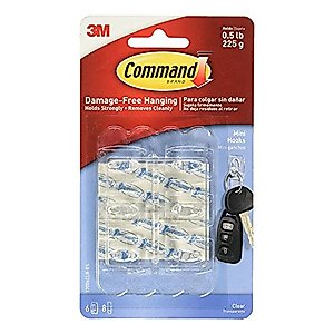 Command Clear Hooks Strips, Plastic, Mini 6 ea (Pack of 5)
