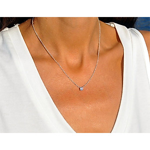 ASCOMY Dainty Silver Square Cubic Zirconia Solitaire Pendant Necklaces for Women Tiny Single Sparkly CZ Simulated Diamond Necklace Simple Shinning Bride Bridesmaids Weeding Jewelry Gifts