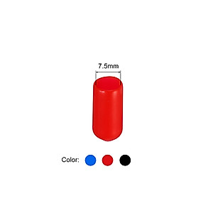 uxcell 90pcs Rubber End Caps 7.5mm ID Vinyl PVC Round Tube Bolt Cap Cover Screw Thread Protectors, Black Red Blue