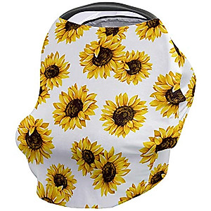 Yellow Nursing Covers for Breastfeeding Baby Stroller and Car Seat Combo Sunflowers Blossomed Carseat Canopy Baby Cart High Chair Infinity Scarf