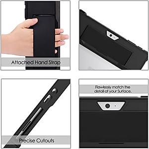 MoKo Case Fit Microsoft Surface Go 4 /Surface Go 3 / Surface Go 2 / Surface Go Case, All-in-One Protective Cover Case with Pen Holder Hand Strap, Compatible with Type Cover Keyboard, Black