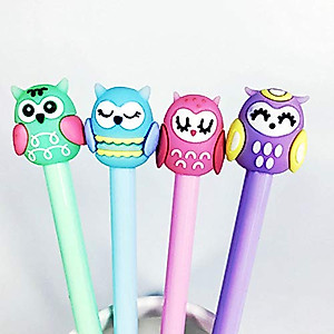 WIN-MARKET Animal Cute Owl Gel Ink Pen Cute Kawaii Black Writing Pens Ballpoint Black Ink Gel Pen Party Gift Gel Ink Pens Funny School Stationery Office Supplies(6PCS)