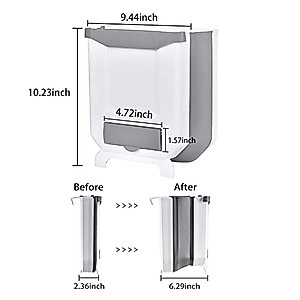 Lckaien 2 Pack Kitchen Trash Can Foldable Waste Bin for Kitchen Collapsible Hang Small Plastic Garbage Can 2.4 Gallon for Cabinet/Car/Bedroom/Bathroom (White)