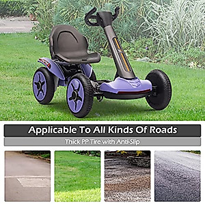 MOLACHI Go Kart for Kids,12V Battery Ride on car,Kids Electric Vehicles,Ride On Toys for Boys & Girls with Ergonomic Adjustable Seat（Purple）