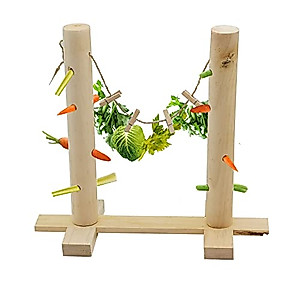 Hamiledyi Rabbit Feeding Rack, Bunny Wooden Hay Holder, Guinea Pig Standing Feeder,Vegetable Fruit Snacks Less Waste for Rabbit Chinchilla Guinea Pig